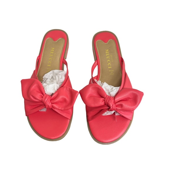 Sesto Meucci | Shoes | Sesto Meucci Pink Bow Leather Flats Sandals ...